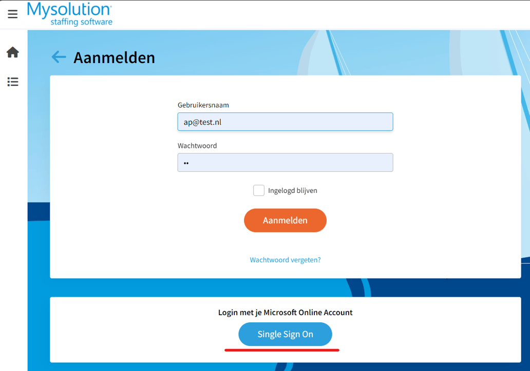 Eenmalig inloggen (SSO) op het MSR portal